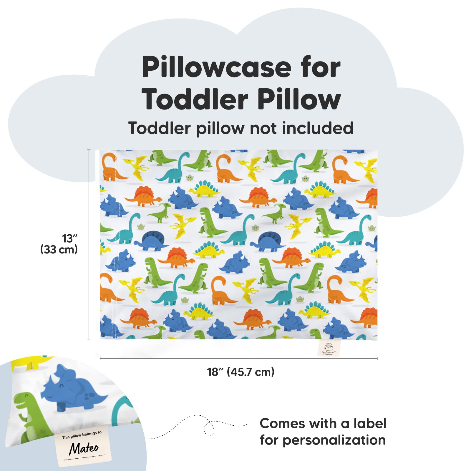 KeaBabies Toddler Pillow with Pillowcase and Toddler Pillowcase for 13X18 Pillow - 13x18 My Little Dreamy Pillow - Organic Toddler Pillow Case for Boy, Kids - Organic Cotton Toddler Pillows