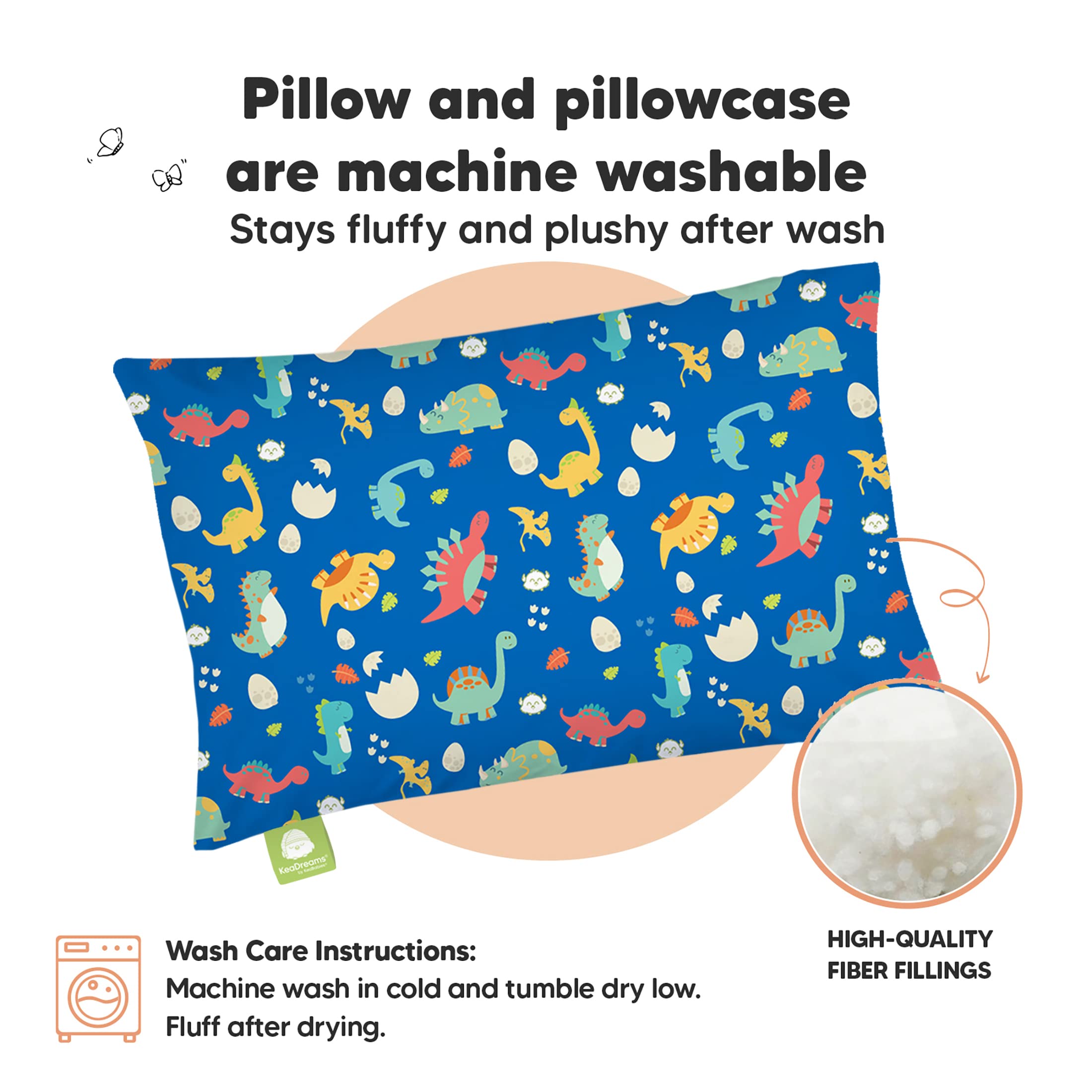 KeaBabies Toddler Pillow with Pillowcase and Toddler Pillowcase for 13X18 Pillow - 13x18 My Little Dreamy Pillow - Organic Toddler Pillow Case for Boy, Kids - Organic Cotton Toddler Pillows