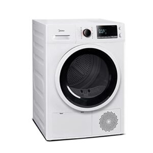 midea mle25h7bww heat pump, ventless front load dryer stackable washing machine, energy efficient and space saving, 4.4 cu.ft, white