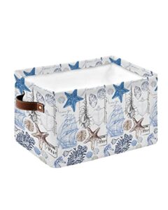 storage bins, nautical theme marine sail boat beach starfish shell seashell storage baskets for organizing closet shelves clothes decorative fabric baskets large storage cubes with handles