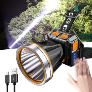 pinsai high power led headlamp super bright adult motion sensor headlight spotlight waterproof rechargeable outdoor hunting light flashlight portable head lamp for fishing camping hiking