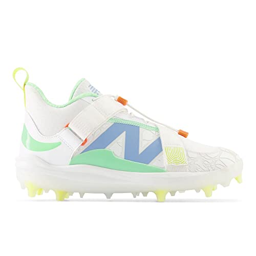 New Balance Unisex FuelCell Lindor V2 Comp Baseball Shoe, Optic White/Neon Dragonfly/Electric Jade, 8 US Men