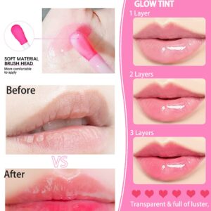 Plumping Lip Glow Oil, Hydrating Tinted Lip Oil Gloss, Transparent Toot Lip Oil, Long Lasting Lip Balm Moisturizing Glow Oil, Glitter Shine Primer Lip Tint Lip Care Product,Gift for Women(#015 Cherry)