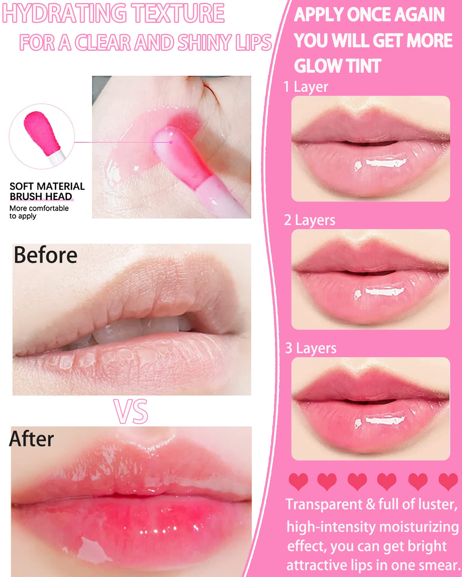 Plumping Lip Glow Oil, Hydrating Tinted Lip Oil Gloss, Transparent Toot Lip Oil, Long Lasting Lip Balm Moisturizing Glow Oil, Glitter Shine Primer Lip Tint Lip Care Product,Gift for Women(#015 Cherry)