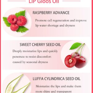 Plumping Lip Glow Oil, Hydrating Tinted Lip Oil Gloss, Transparent Toot Lip Oil, Long Lasting Lip Balm Moisturizing Glow Oil, Glitter Shine Primer Lip Tint Lip Care Product,Gift for Women(#015 Cherry)