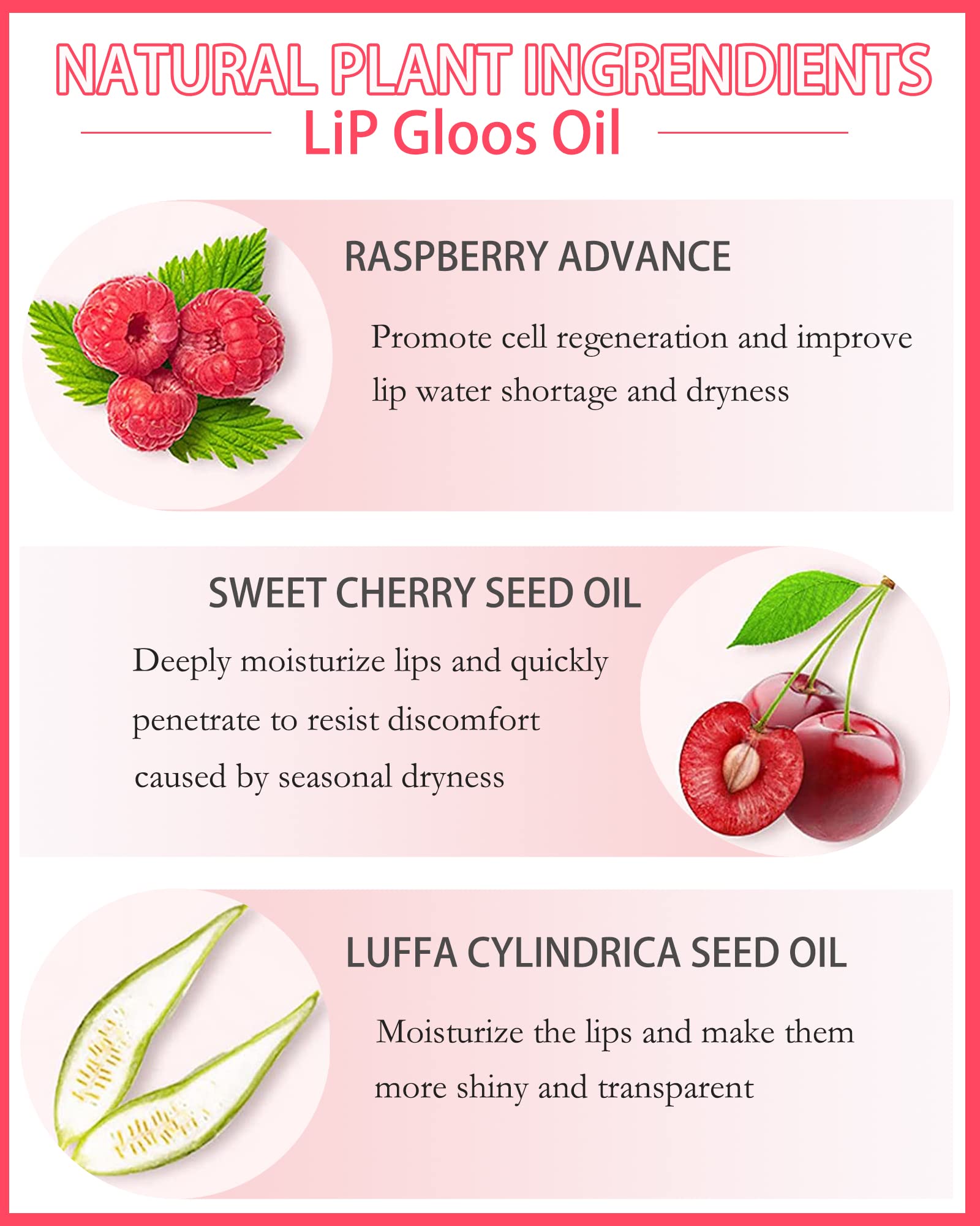 Plumping Lip Glow Oil, Hydrating Tinted Lip Oil Gloss, Transparent Toot Lip Oil, Long Lasting Lip Balm Moisturizing Glow Oil, Glitter Shine Primer Lip Tint Lip Care Product,Gift for Women(#015 Cherry)