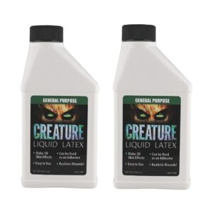 creature liquid latex 2 pack - clear - general purpose professional special effects, for halloween vampire, monster, zombie makeup and dress up