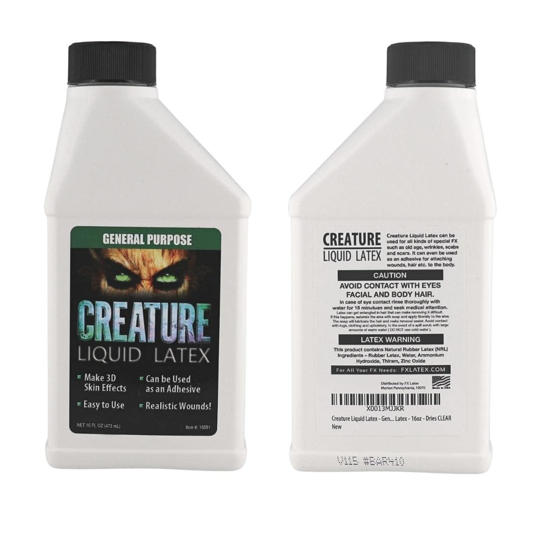 Creature Liquid Latex 2 Pack - CLEAR - General Purpose Professional Special Effects, for Halloween Vampire, Monster, Zombie Makeup and Dress up