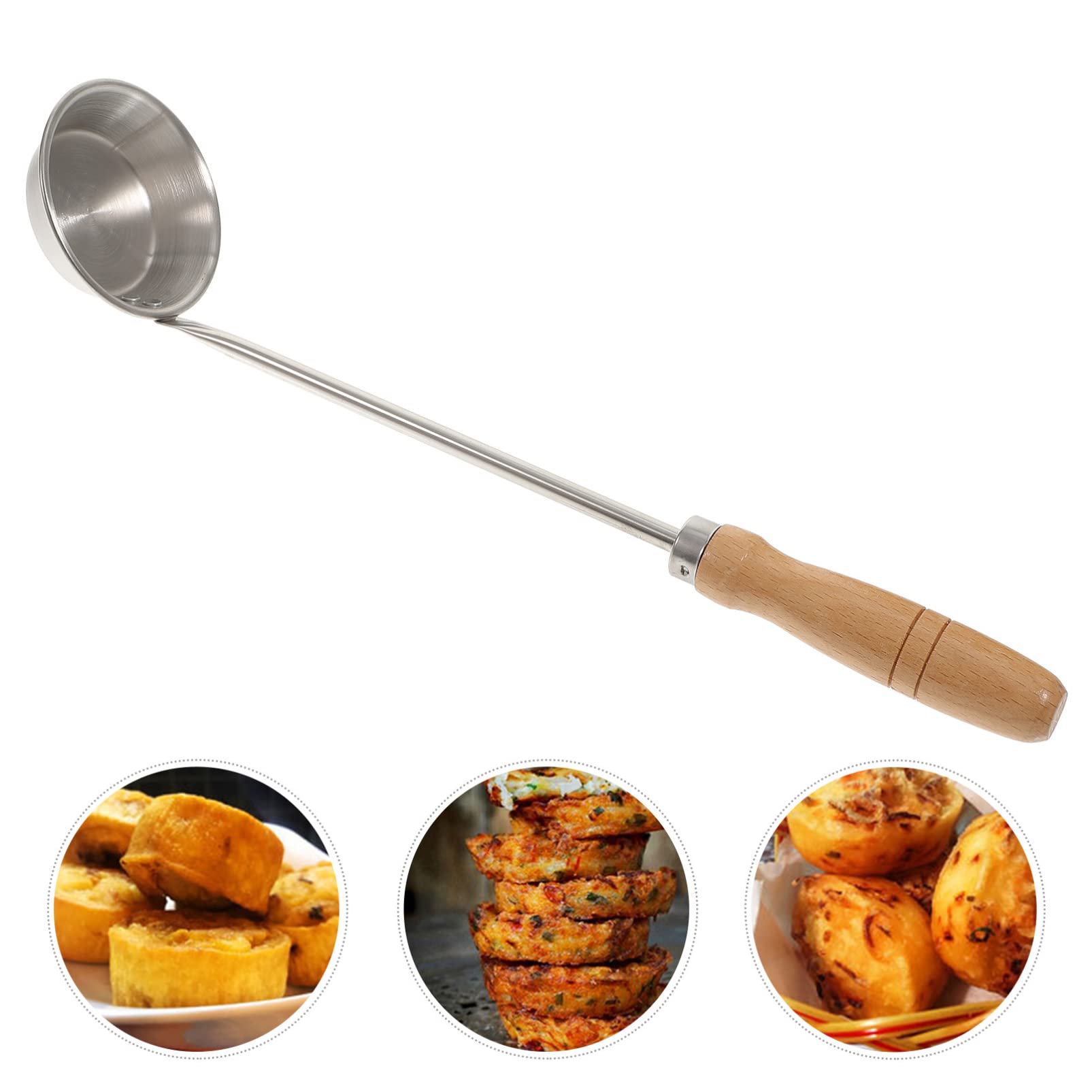 1pc Oil Pier Mold Baking Lifting Tool Wind Fritters Mold Shredded Mold Radish Shrimp Mold Metal Floral Swedish Mini Pie Pans Cake Stencil Timbale Stainless Steel Wood Frying Spoon