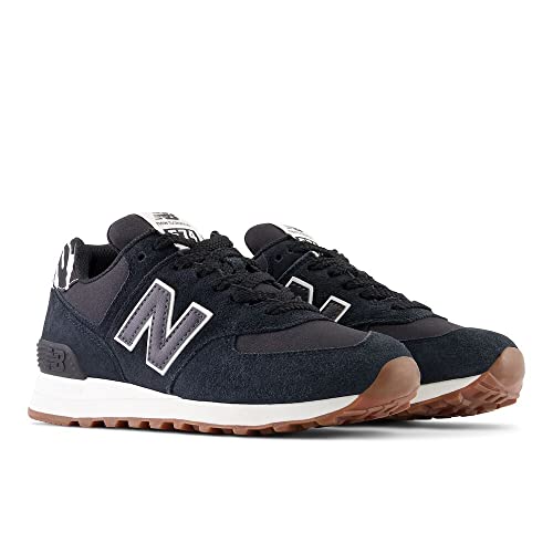 New Balance Women's 574 V2 Animal Print Sneaker, Black/White/Phantom, 8.5