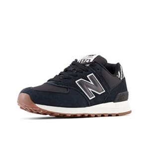 new balance women's 574 v2 animal print sneaker, black/white/phantom, 8.5