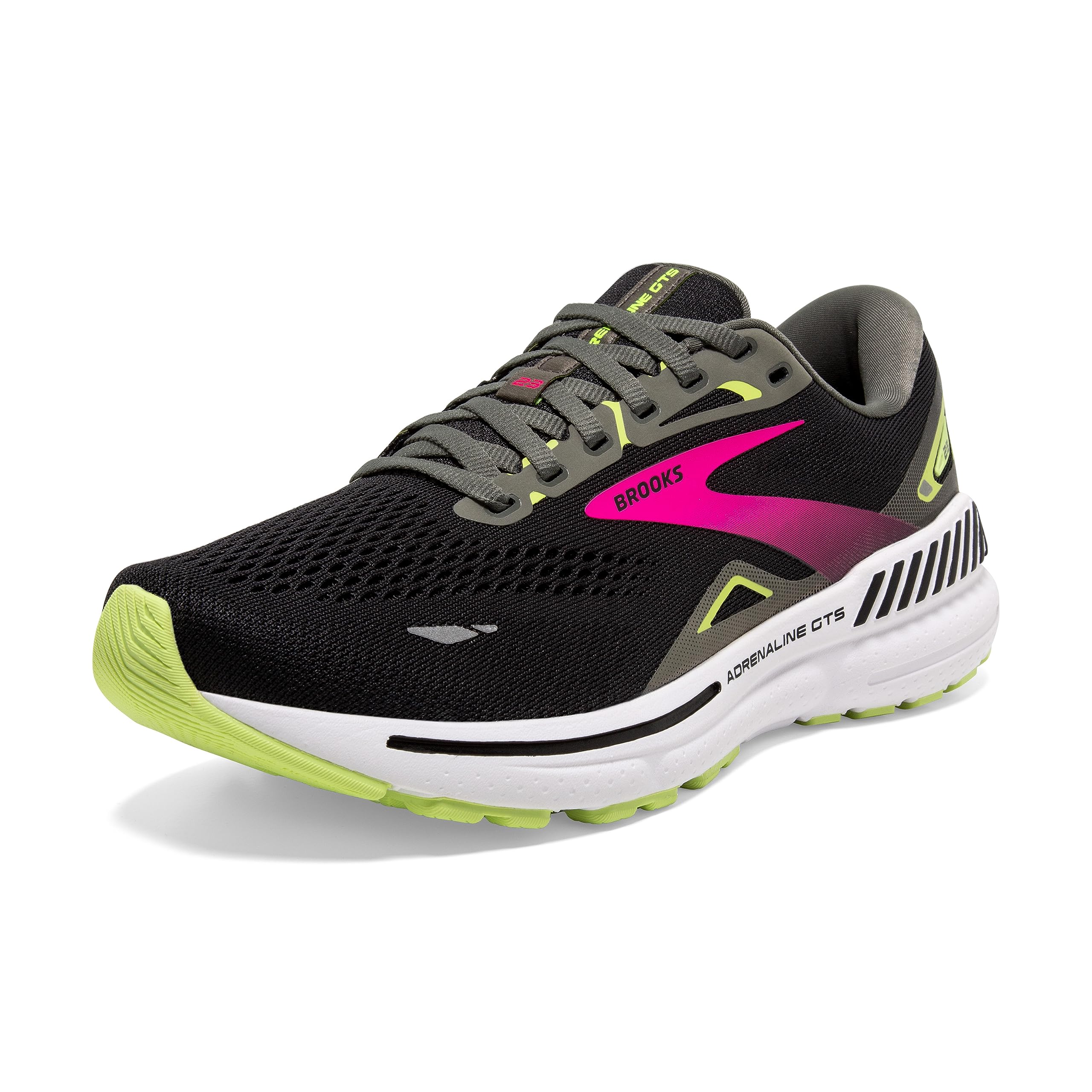 Brooks Women’s Adrenaline GTS 23 Supportive Running Shoe - Black/Gunmetal/Sharp Green - 9.5 Medium