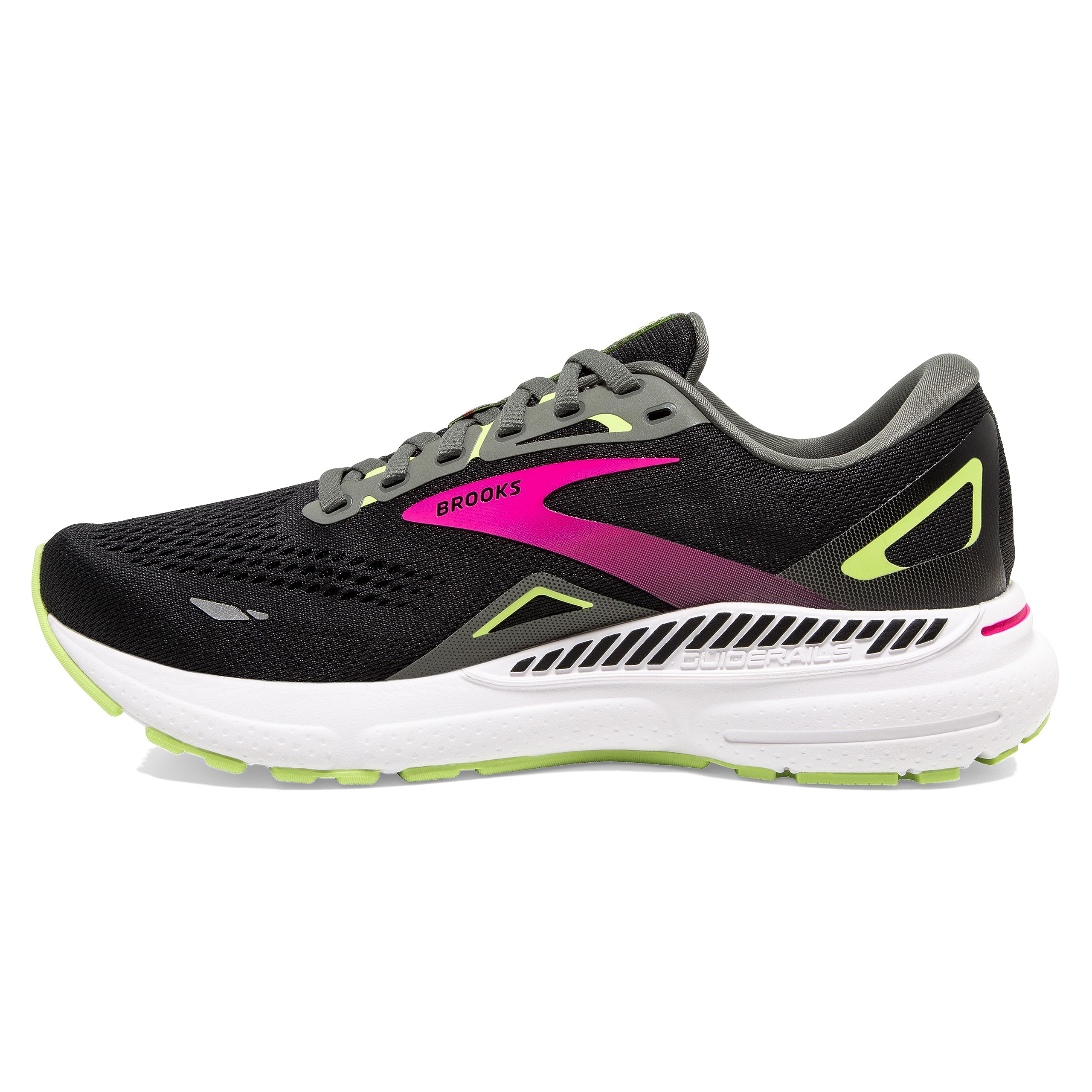 Brooks Women’s Adrenaline GTS 23 Supportive Running Shoe - Black/Gunmetal/Sharp Green - 9.5 Medium