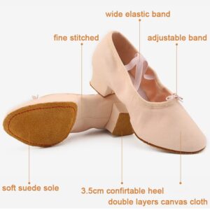 Women's Latin Dance Shoes Kids Canvas Ballroom Character Dance Teaching Shoes Natural 8.5 M US Women