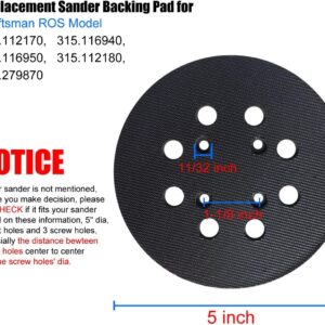 2 Pack 5 Inch 8 Hole Hook and Loop Replacement Sander Pad for Craftsman 315 Model Random Orbit Sander - 315112170, 315116940, 315116950, 315112180, 315279870 Orbit Sanders Sanding Pad