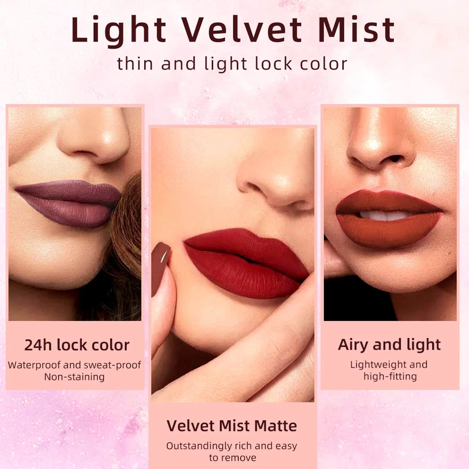 12Pcs Matte Liquid Lipstick Makeup Set, Long Lasting Waterproof Velvet Lip Gloss High Pigmented Lip Makeup Gift Sets for Girls and Women