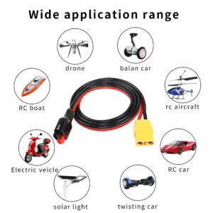 YACSEJAO Solar Connector to XT90 Cable 12AWG 1M XT90 Female to 45A Solar Panel Connector Extension Cord for RC LiPo Battery FPV Outdoor Power Bank