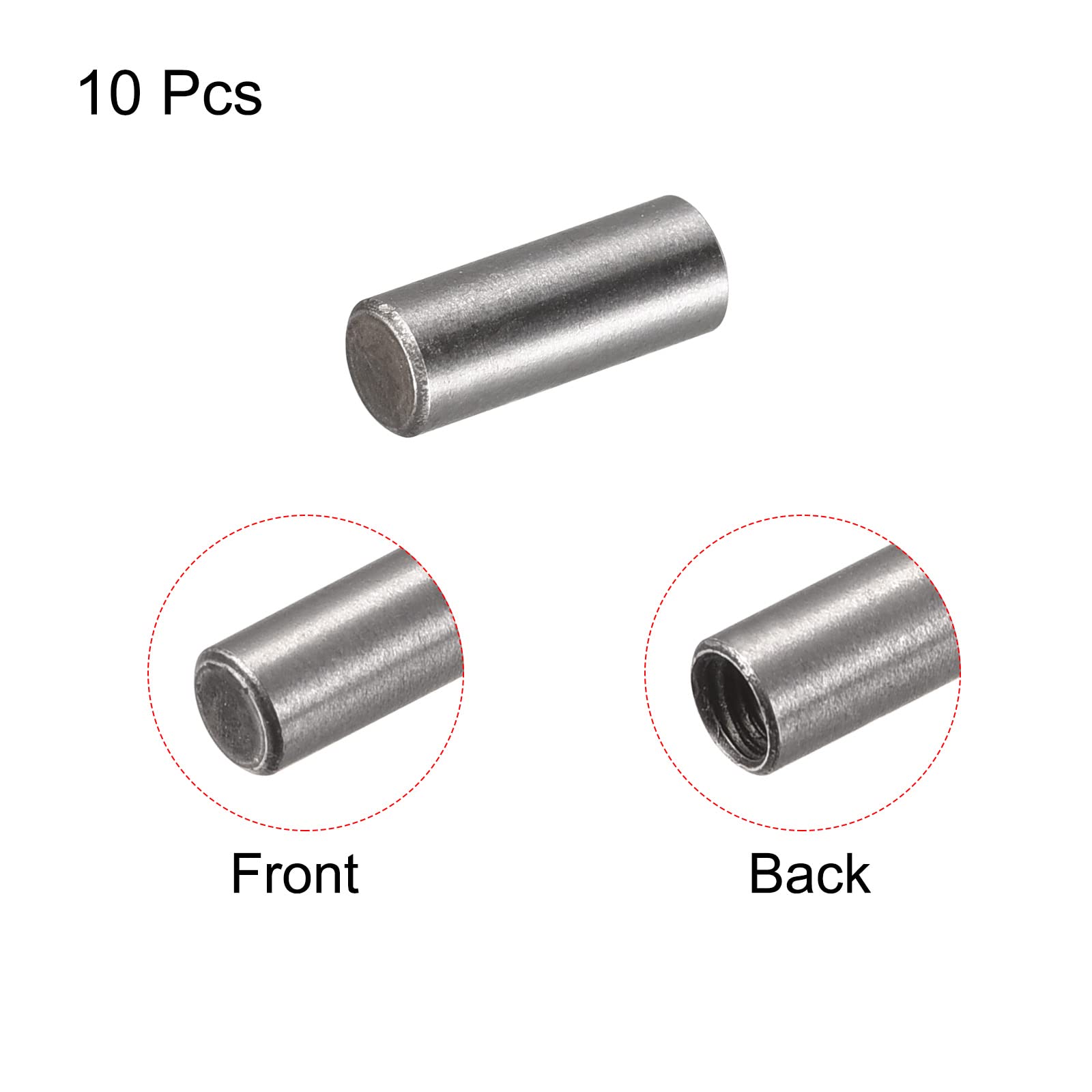 uxcell Carbon Steel Dowel Pin 4 x 10mm M3 Female Thread Cylindrical Shelf Support Pin 10Pcs