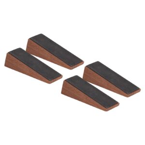 4pcs door stops, dark brown triangula door stopper wooden door stopper door stopper with rubber tip for home hotel office accessory