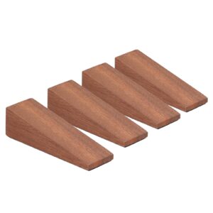 4pcs Door Stops, Dark Brown Triangula Door Stopper Wooden Door Stopper Door Stopper with Rubber Tip for Home Hotel Office Accessory