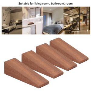 4pcs Door Stops, Dark Brown Triangula Door Stopper Wooden Door Stopper Door Stopper with Rubber Tip for Home Hotel Office Accessory