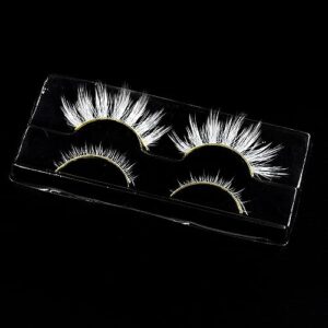 AUGENLI Halloween White False Lashes Extension Tools Japanese Anime Cosplay Natural Makeup Looking Masquerade Party Eye Lashes (01A)