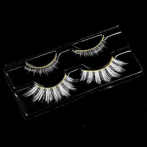 AUGENLI Halloween White False Lashes Extension Tools Japanese Anime Cosplay Natural Makeup Looking Masquerade Party Eye Lashes (01A)