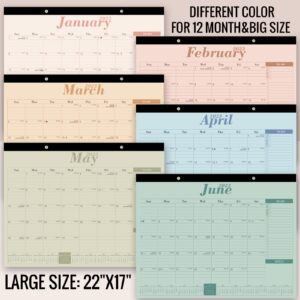 Pastel Minimalist desk calendar 2023 large 22x17-12 Monthly Desktop/Wall Calendar, January 2023 - December 2023, Big Blocks to Write for Planning and Organizing Your Home or Office B