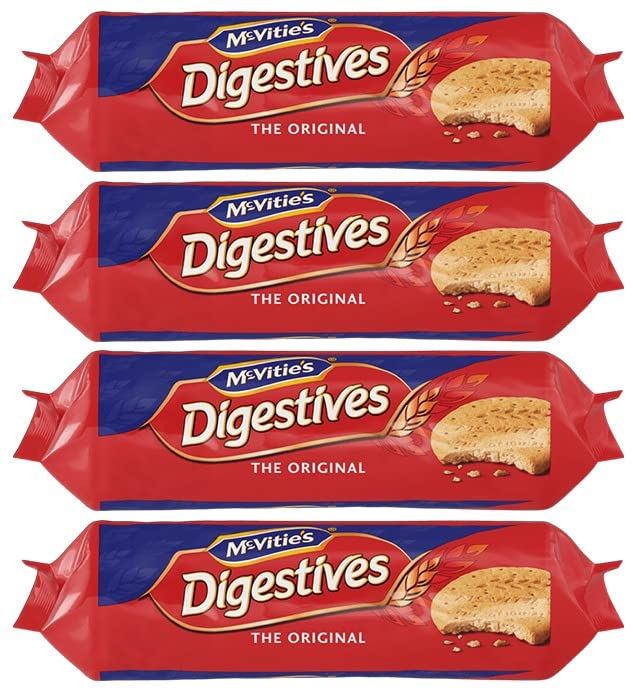 Mcvitie's Digestives Crunchy Wheat Biscuits Cookie - (4 Pack) England's Favourite. Best of British Biscuit Packed By Zuvo. Sweet, Wheat Taste, Crumbly Texture, And Renowned Suitability For Dunking, No Artificial Flavors or Colors - 400g