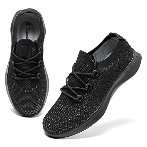 Tianohoh Walking Shoes Women Fashion Sneakers Men Tennis Loafers Comfortable Breathable Athletic Workout Casual Sports WSlipOn-AllBlack-40-8