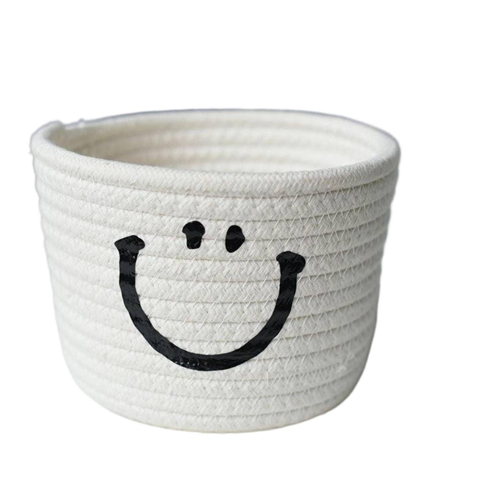 MBETA Smiley face Storage Basket Cosmetics Wall Mounted Woven Rattan Basket Storage