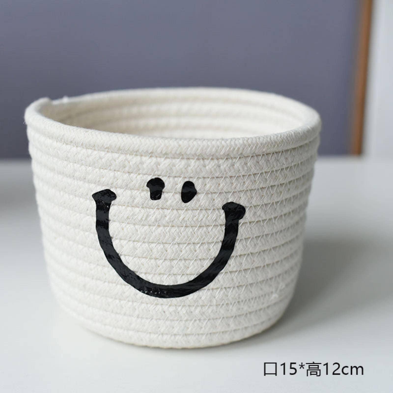 MBETA Smiley face Storage Basket Cosmetics Wall Mounted Woven Rattan Basket Storage