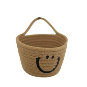 MBETA Smiley face Storage Basket Cosmetics Wall Mounted Woven Rattan Basket Storage