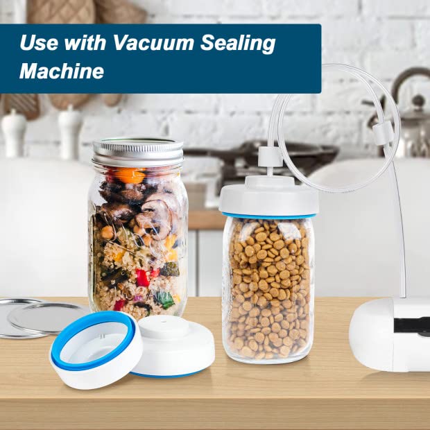 Ricoreich Electric Mason Jar Vacuum Sealer for Foodsaver, Vacuum Sealing Kit for Wide and Regular Mouth Mason Jars with 2 Hose, Electric Vacuum Pump and Lid Opener Compatible with Vacuum Canning