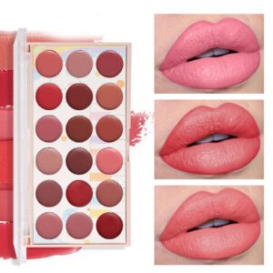 myuango matte lipstick makeup palette, 18 colors matte long-lasting wear non-stick cup not fade waterproof lip color moisturize lipstick