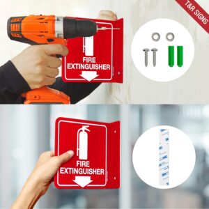 T&R Fire Extinguisher Sign, Fire Extinguisher with Down Arrow - 2 Pack - 6 x 6 Inches Acrylic, 2 pre-drilled holes, Includes Matching Screws, Use for Home Office/Business