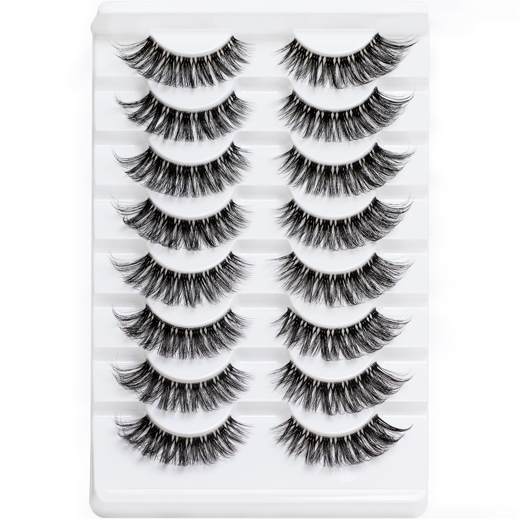 Veleasha Lashes Natural Look False Eyelashes 8 Pairs Pack Wispy Lashes with Clear Band 3D Fake Eyelashes | Style 04