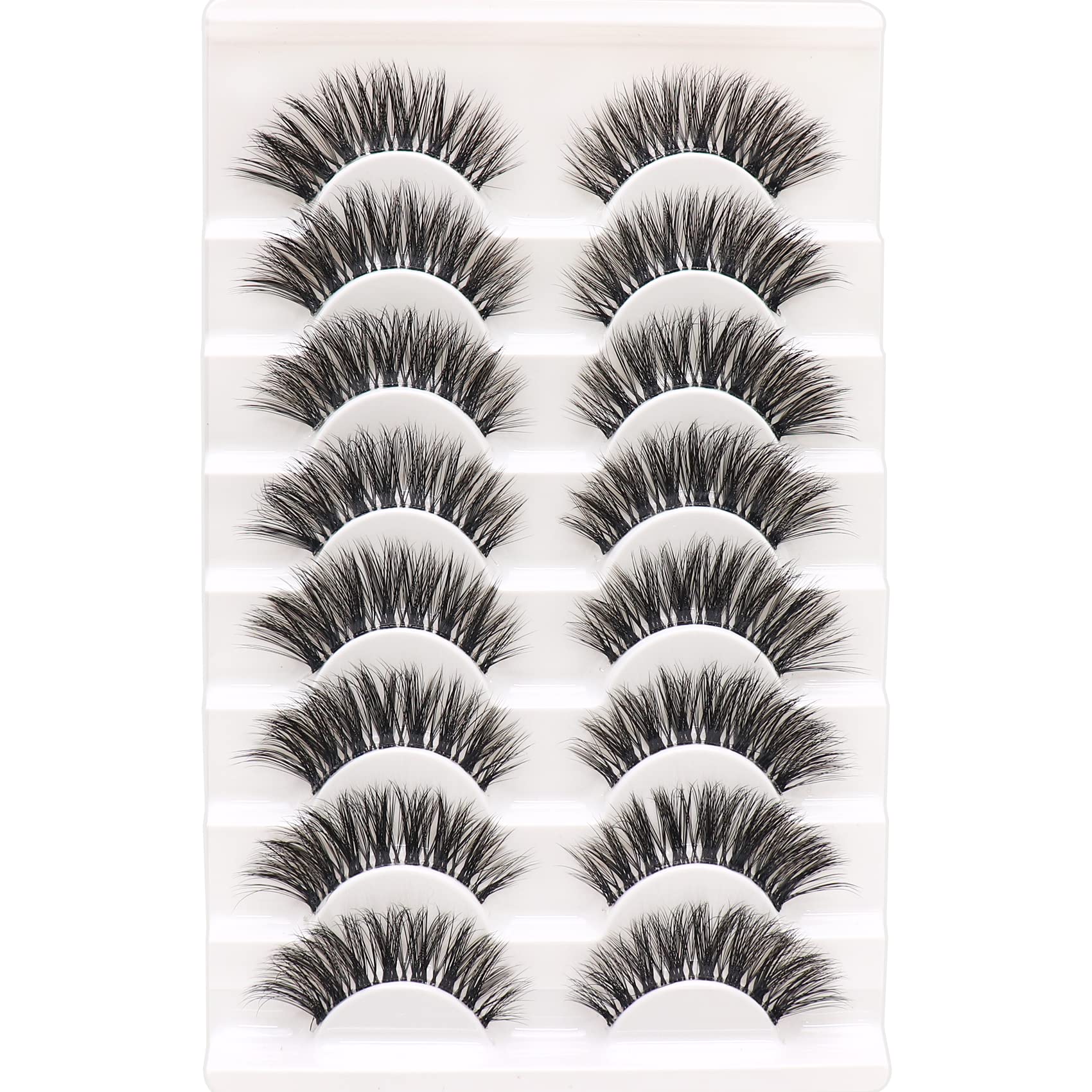 Veleasha Lashes Natural Look False Eyelashes 8 Pairs Pack Wispy Lashes with Clear Band 3D Fake Eyelashes | Style 04