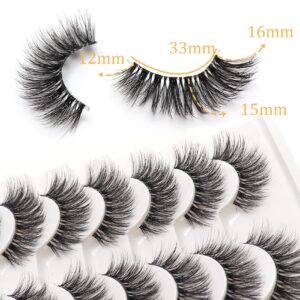 Veleasha Lashes Natural Look False Eyelashes 8 Pairs Pack Wispy Lashes with Clear Band 3D Fake Eyelashes | Style 04