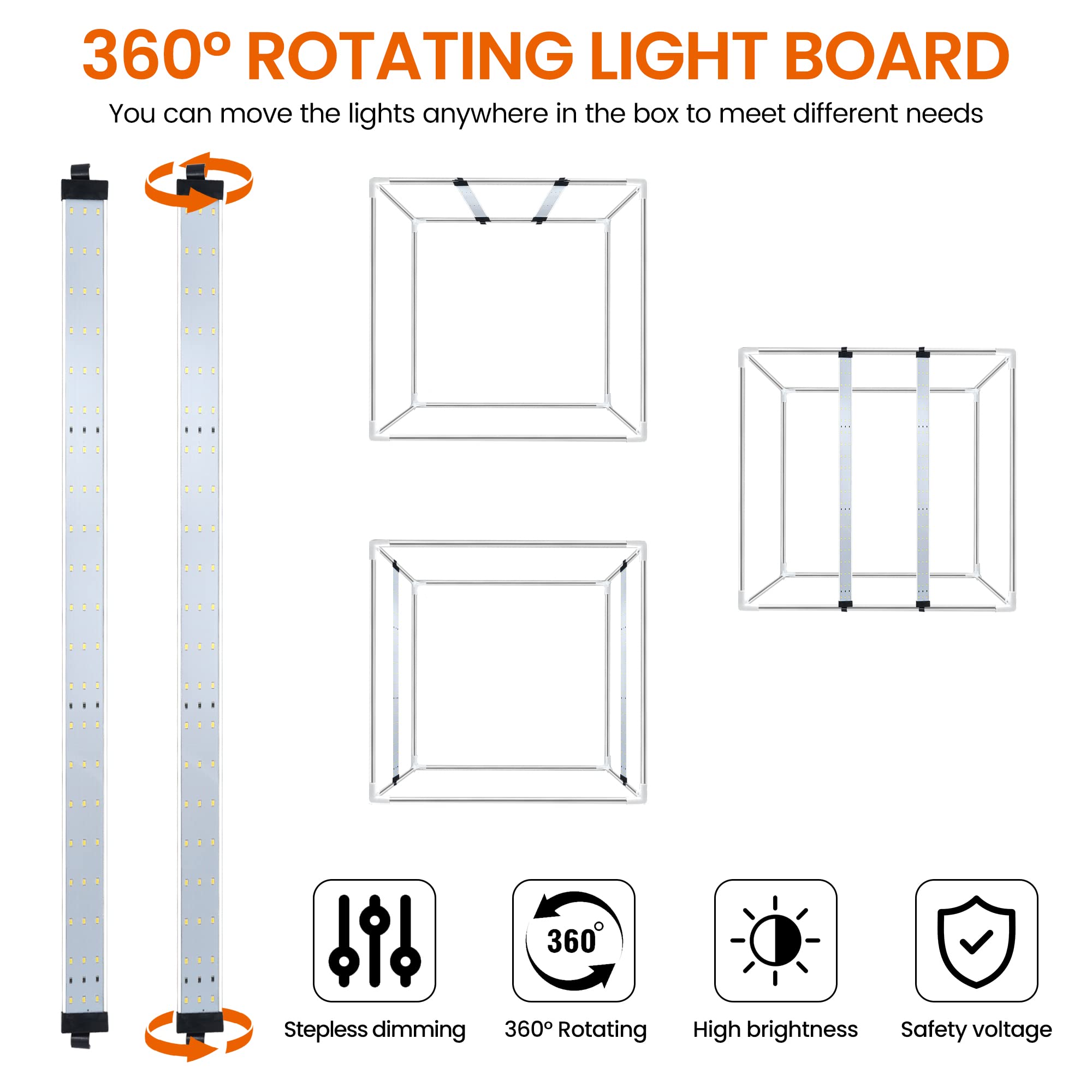 HitTopss Photo Studio Light Box Photography 32"x32"x32" Portable Large Studio LightBox Shooting Tent Kit with 6 Backdrops, Photography Lighting Kit LED Lights Adjustable Brightness 13000LM, CRI 95+