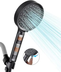 cobbe filtered shower head with handheld, high pressure 6 spray mode showerhead with filters, water softener filters beads for hard water - remove chlorine - reduces dry itchy skin, matte black