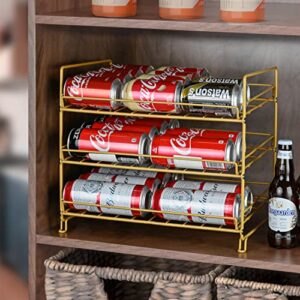 2 Pack- SUFAUY Can Rack Organizer, Stackable Can Storage Dispenser Holds up to 72 Cans for Kitchen Cabinet or Pantry, Gold