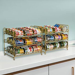 2 Pack- SUFAUY Can Rack Organizer, Stackable Can Storage Dispenser Holds up to 72 Cans for Kitchen Cabinet or Pantry, Gold