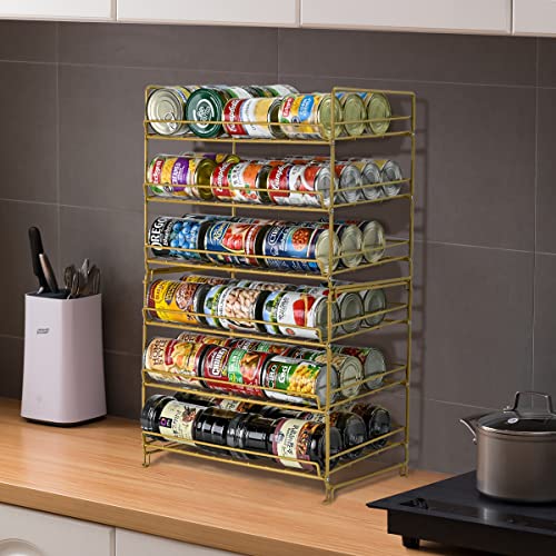 2 Pack- SUFAUY Can Rack Organizer, Stackable Can Storage Dispenser Holds up to 72 Cans for Kitchen Cabinet or Pantry, Gold