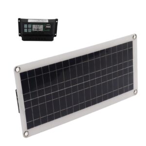 Gugxiom 30W 12V Solar Panel with 30A Voltage Controller, Polycrystalline Solar Panel Kit with Cigarette Lighter Line and Battery Clip Line, for Car, Camping, etc.