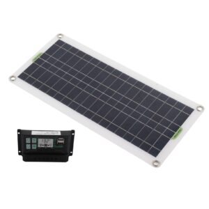 Gugxiom 30W 12V Solar Panel with 30A Voltage Controller, Polycrystalline Solar Panel Kit with Cigarette Lighter Line and Battery Clip Line, for Car, Camping, etc.