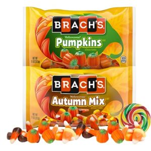 thanksgiving 2023 bulk candies assortment, autumn mix and mellowcreme pumpkins, hard shell with soft center, fall bowl fillers, pack of 2, 11 ounces each