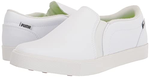 Puma Golf Women's Tustin Fusion Slip-ON Golf Shoe, Puma White-Puma White, 8