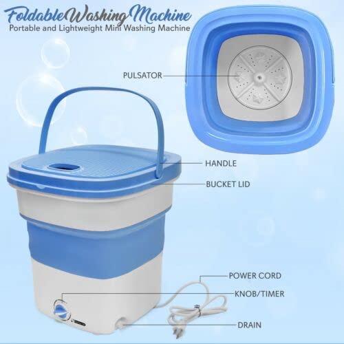 Riyan PUCWM33 Foldable Portable and Lightweight Mini Washing Machine, Blue