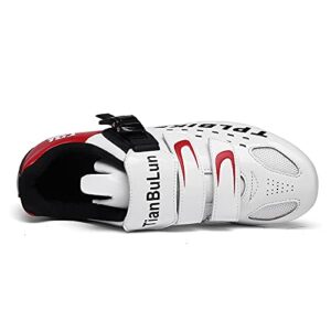 Ksloutdoor Unisex Outdoor Sports Cycling Shoes MTB/Mountain Men's Bike Shoes SPD Women's Compatible 2-Bolt White Size 10.5/13